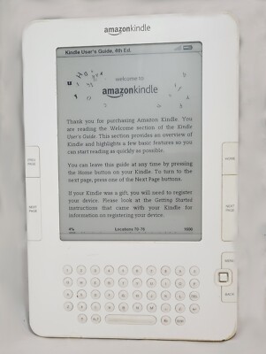 Amazon Kindle D00511 White 6" Rechargeable 2nd Generation 2GB eBook New ...