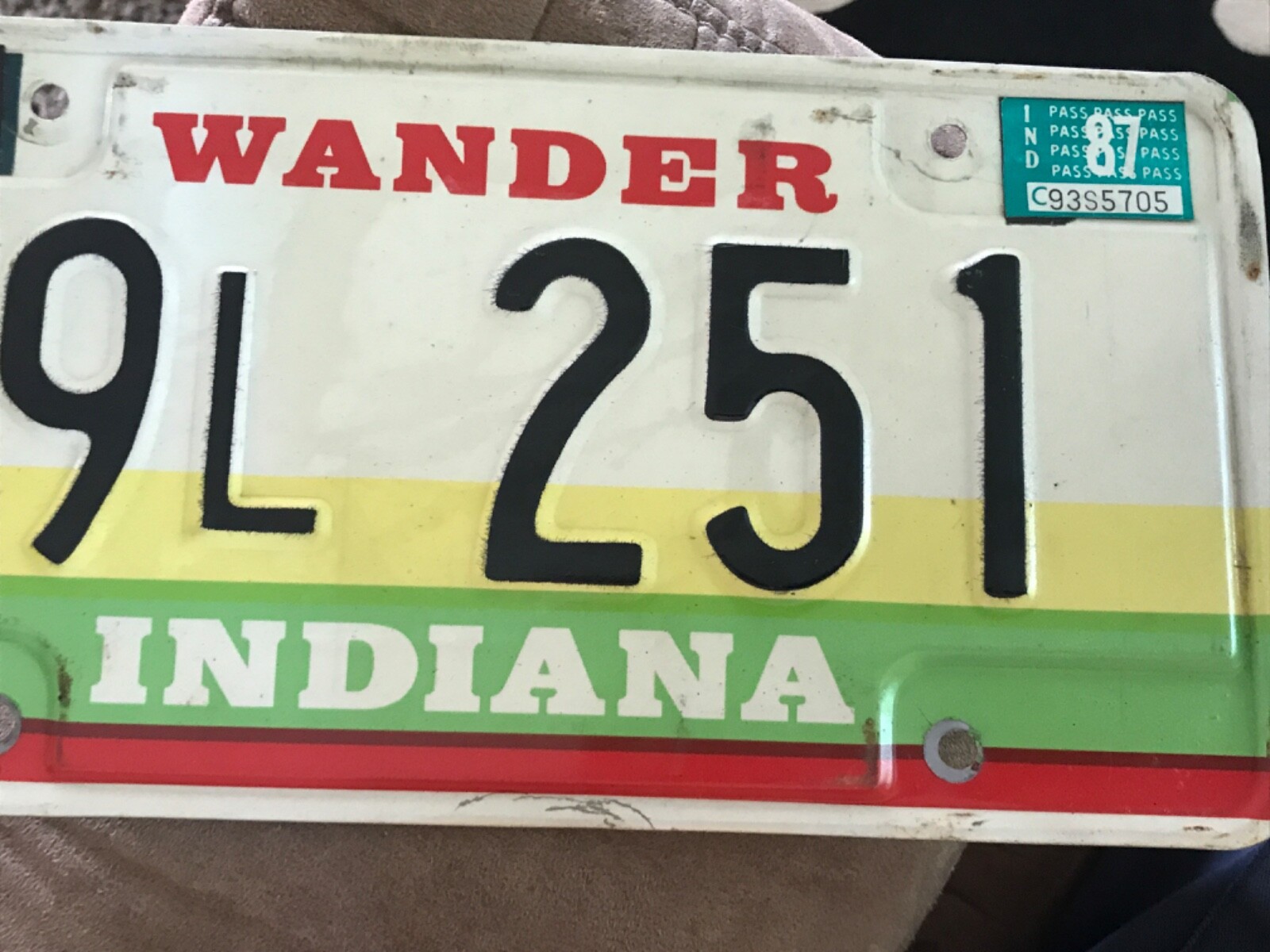 Indiana 1987 GREENE COUNTY WANDER SLOGAN License Plate HIGH QUALITY ...