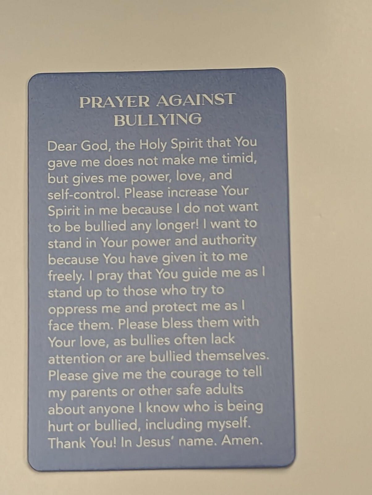 TEEN PRAYER AGAINST BULLYING Lot of 25 Laminated Catholic Christian ...