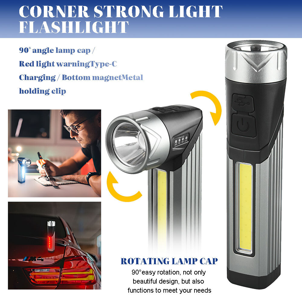 Rechargeable Flashlight Led Magnetic Work Cheap New Portable COB LED