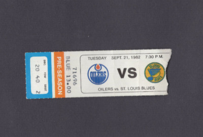 1982-83 EDMONTON OILERS VS BLUES PRESEASON WAYNE GRETZKY TICKET STUB 9 ...