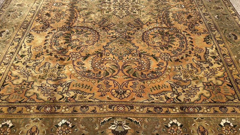 8x11 ANTIQUE RUG HAND-KNOTTED VINTAGE ORIENTAL handmade persimmon rust ...