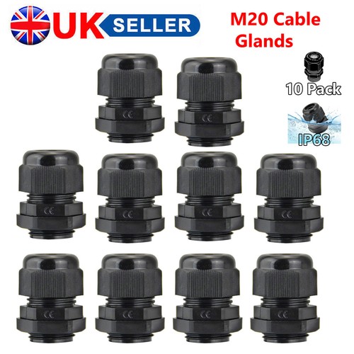 10 PACK M20 20MM IP68 BLACK STUFFING COMPRESSION GLAND WATERPROOF ...
