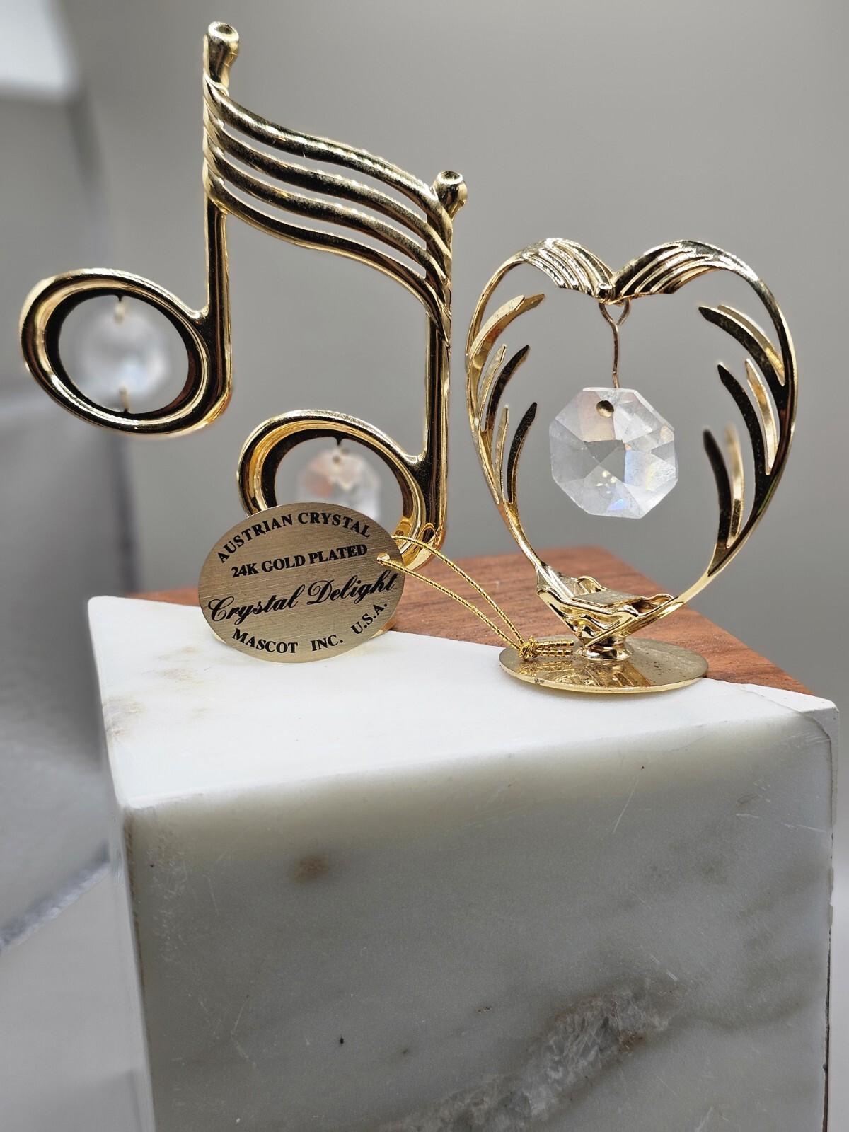 Beamed Eight Note And heart 24K Gold / Chrome Austrian Crystals Mascot ...