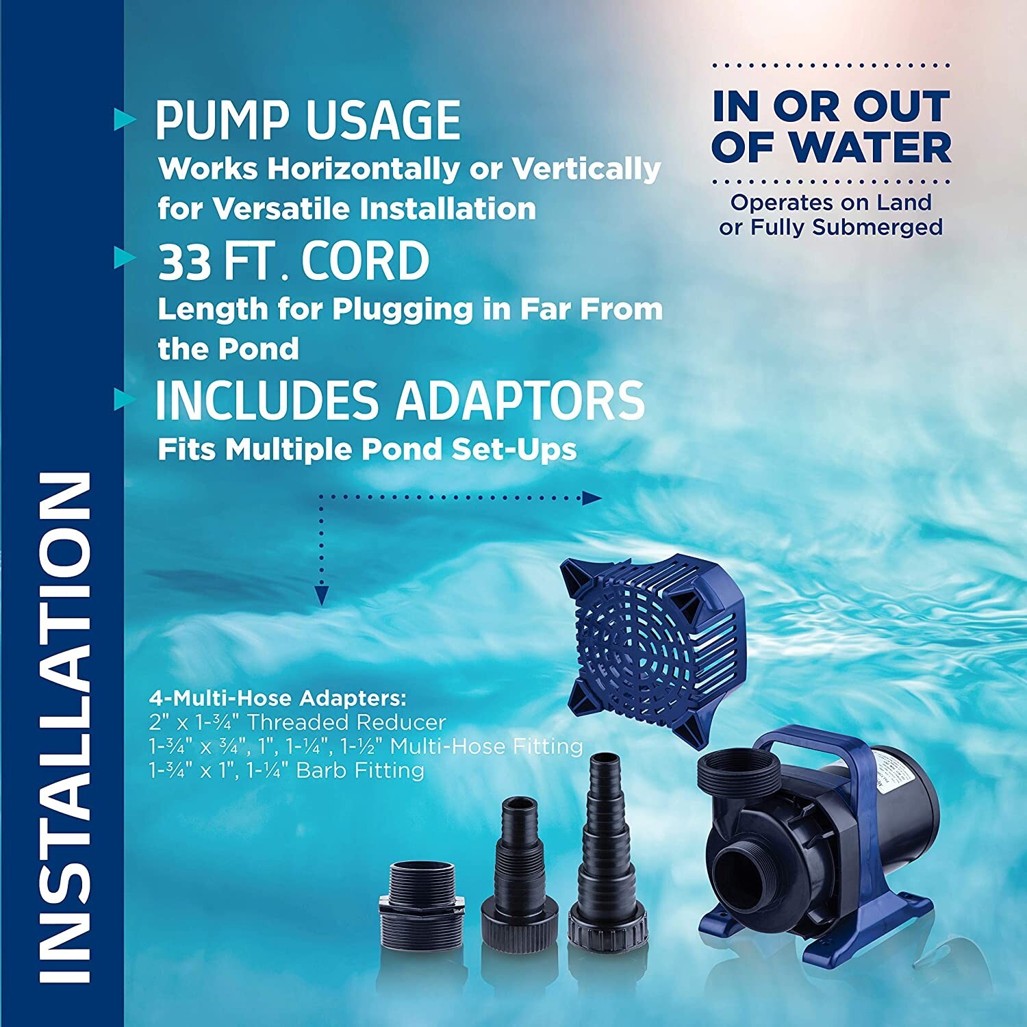 Alpine Cyclone Pump 8000 GPH for Fountains Waterfalls and Ponds 33 ...