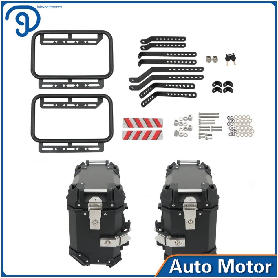 New Motorcycle 36L Side Case Hard Saddlebag + 55L Top Case Tail Box ...