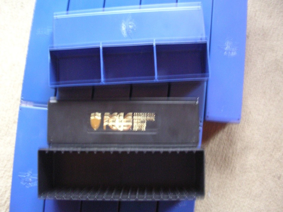 12 BLUE HARD PLASTIC 2X2 COIN BOXES & 1 PCGS SLABBED COIN BOX | eBay