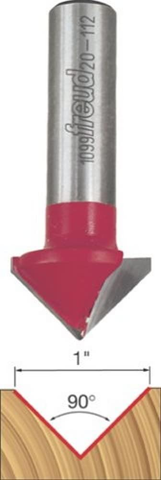 20-112: 1" (Dia.) 90° V Grooving Bit with 1/2" Shank, 2-1/2" Overall ...