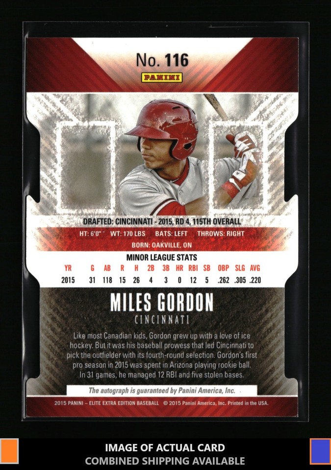 2015 Panini Elite Extra Edition Miles Gordon Blue Status Die Cut /50 ...