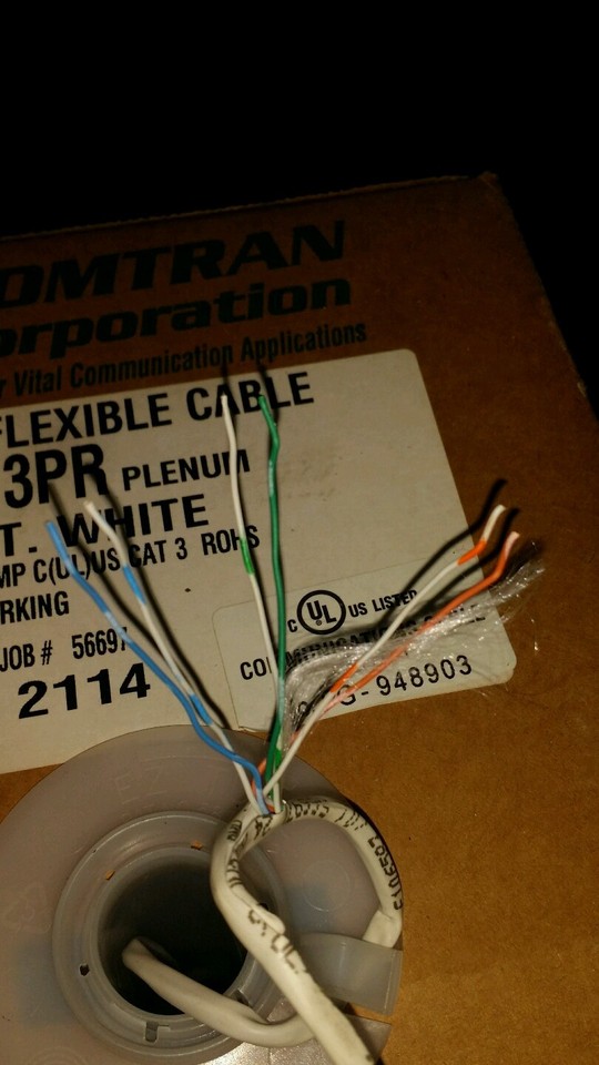 Cable CAT3 E106583 24AWG CMP IEEE 802.3 10 Base T ROHS 1000' | eBay