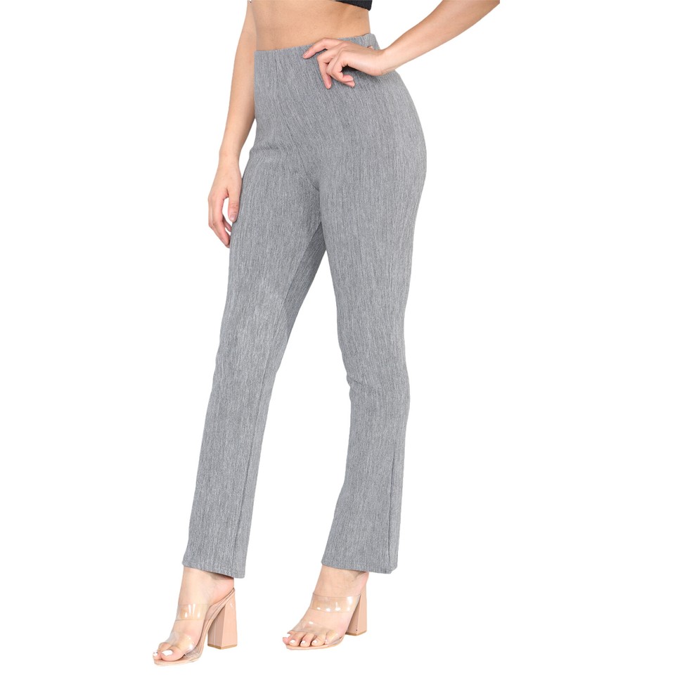 2 PACK WOMENS BOOTLEG TROUSERS LADIES BOOTCUT STRETCH FINELY RIBBED ...