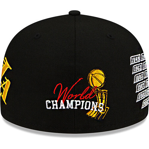 New Era Los Angeles Lakers Black Fitted Hat NBA 17X Champions Ring ...