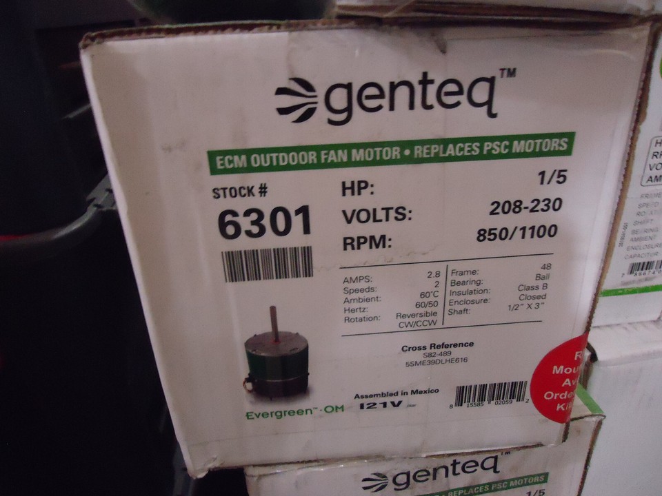 RHEEM 6301 GENTEQ 1/5HP 240V MOTOR NEW IN BOX | eBay