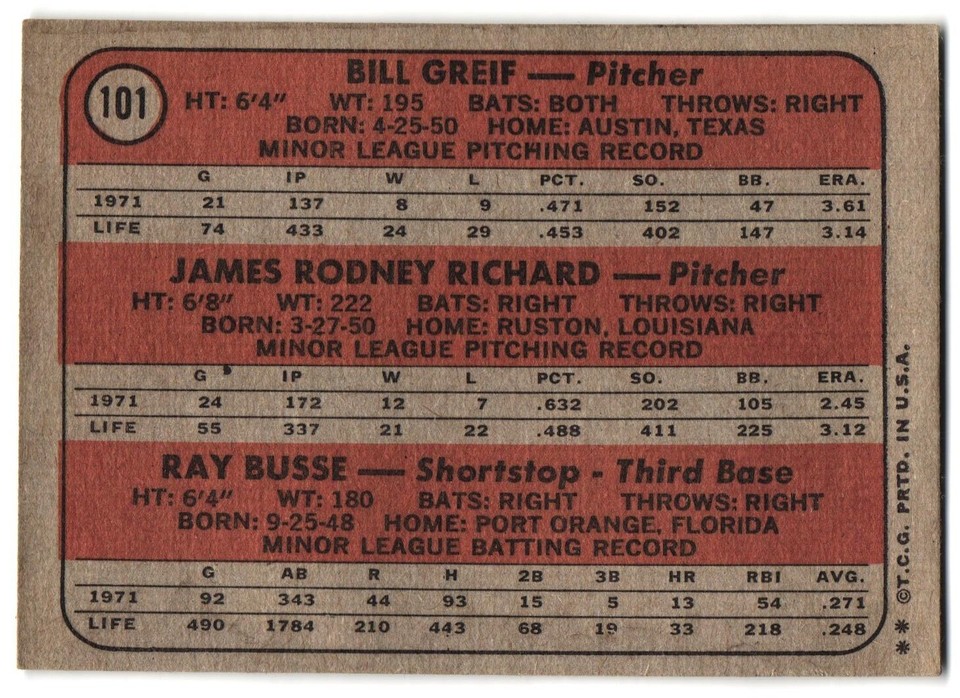 J.R. Richards 1972 Topps Baseball #101 | eBay