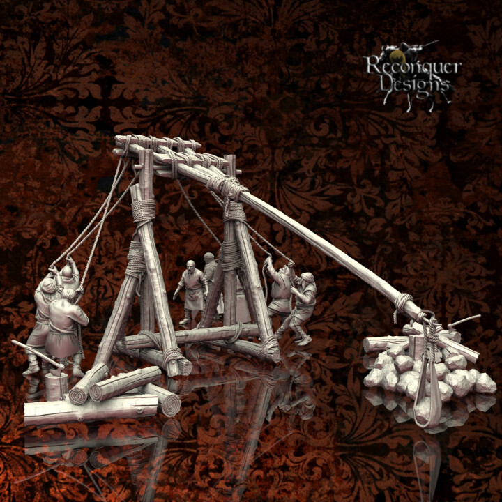 Reconquer Designs Miniatures Medieval Traction Trebuchet & Crew Siege ...