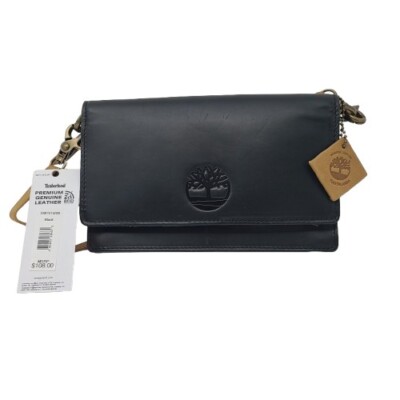 Timberland Black Leather Crossbody Bag Wallet Purse RFID Blocking One ...