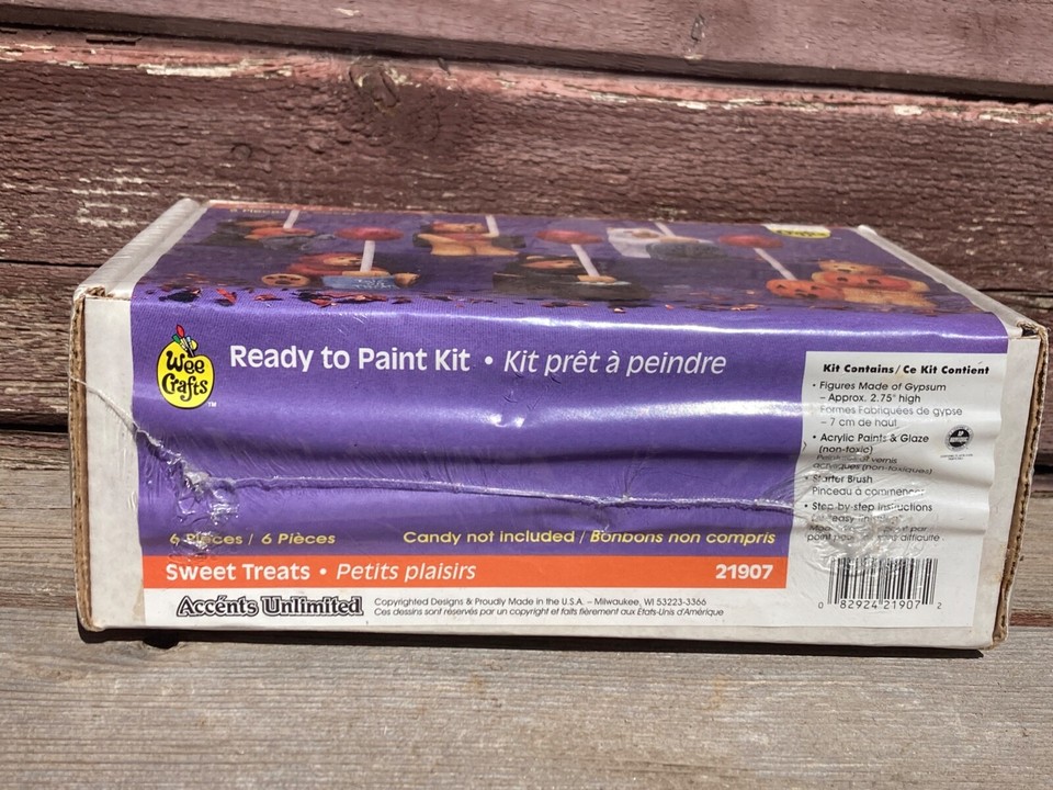 Wee Crafts 6 Piece Sweet Treats Halloween Ready t Paint Kit NIB Bears ...