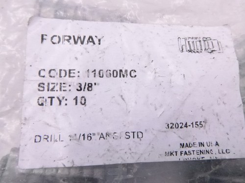 10 Pack Forway Expansion Shield Anchor 11/16" Drill Size 3/8"" 11060MC ...