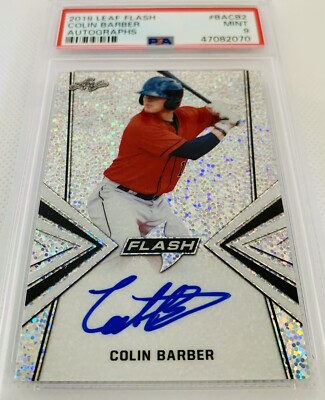 2019 Leaf Flash Colin Barber Prospect Silver Top Prospect Auto PSA 9 ...
