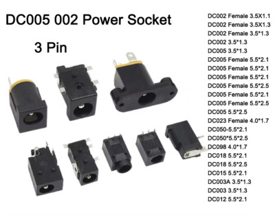 DC002 DC005 3 Pin PCB Mount 3.5*1.3 5.5*2 Female DC Power Jack Socket ...