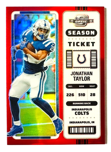 2022 Contenders Optic Jonathan Taylor RED Prizm Card SP #/175 Colts ...