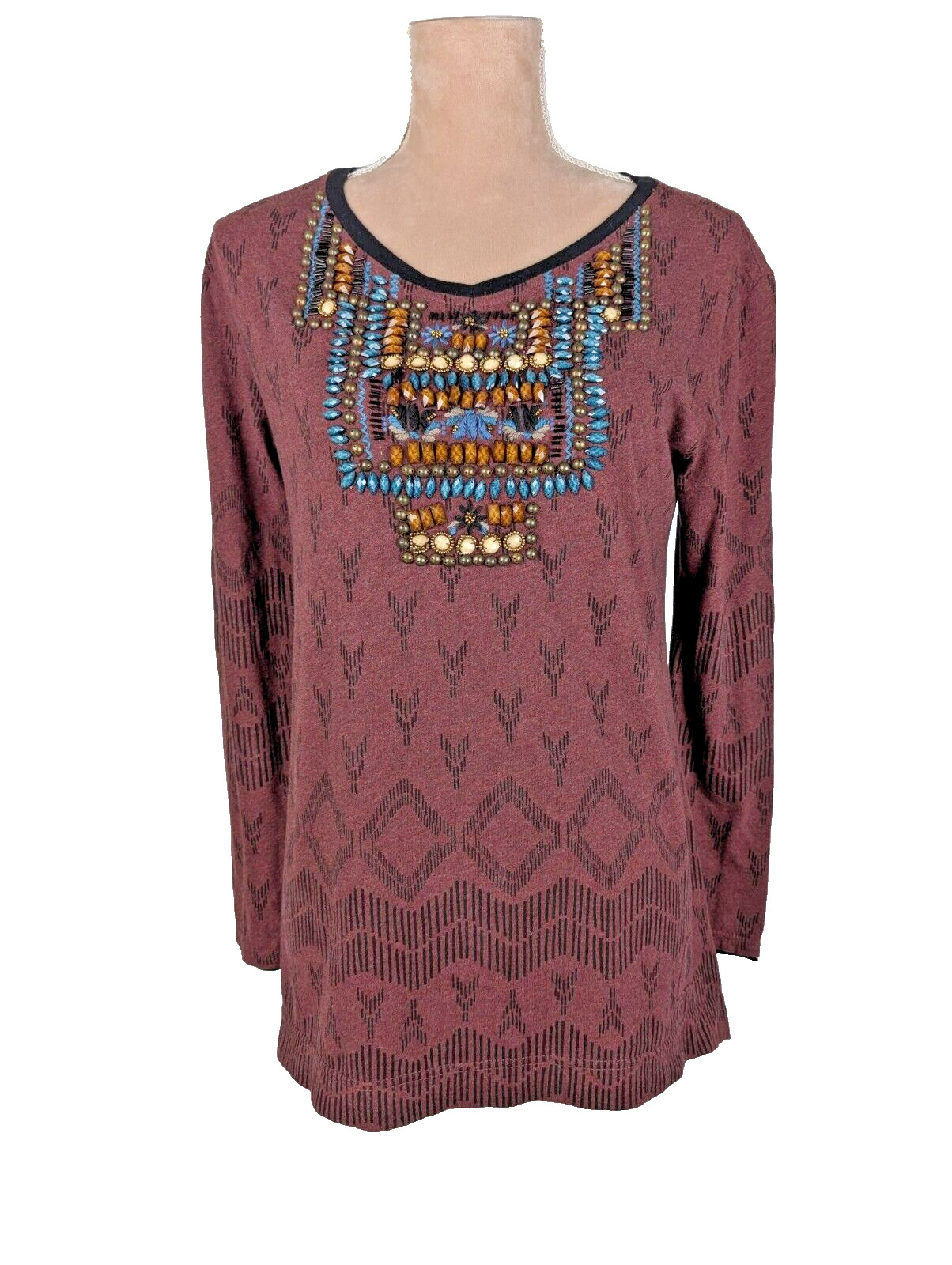 Double D Ranch Bejeweled Embellished Long Sleeve Burg… - Gem