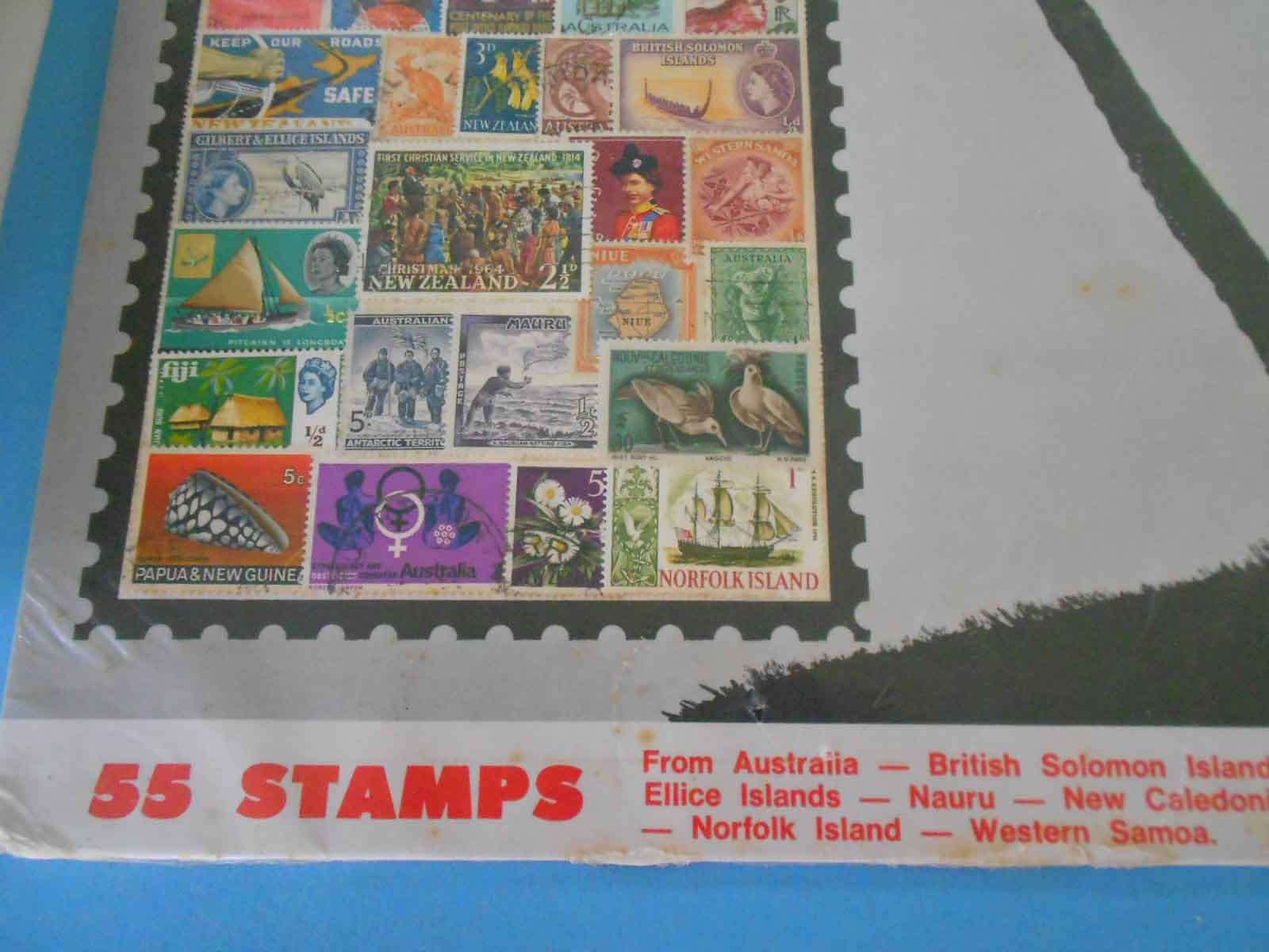 VINTAGE STAMPS FROM THE SOUTH PACIFIC - 55 STAMPS - IN ORIGINAL PACKET ...