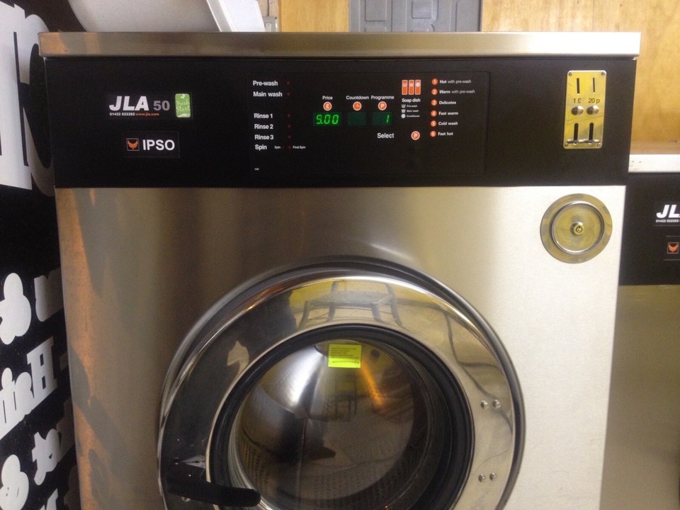 JLA Ipso 23kg 50lb coin operated commercial industrial washing machine ...