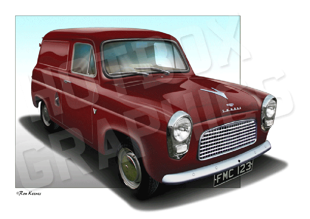 FORD 300E THAMES PRINT PERSONALISED ILLUSTRATION OF YOUR ANGLIA POPULAR ...