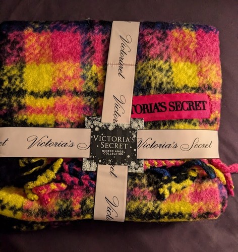 Victorias Secret Winter Angel Collection Fuchsia & Yellow Plaid Scarf ...
