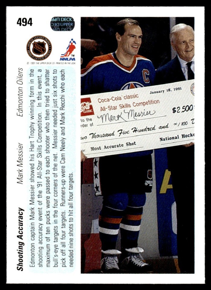 1990-91 Upper Deck MARK MESSIER #494 Oilers All-Star HOF - FREE Ship ...