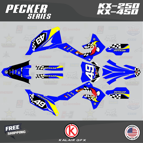 Graphics Kit for KAWASAKI KX450F (2019-2023) KX250F (2021-2023) Pecker ...