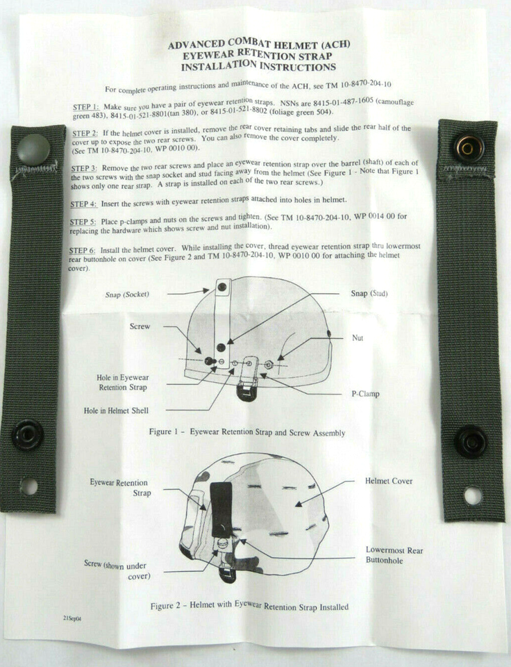 5 NEW Military ACH Eye Strap Eyewear Helmet Goggle Retention Straps | eBay