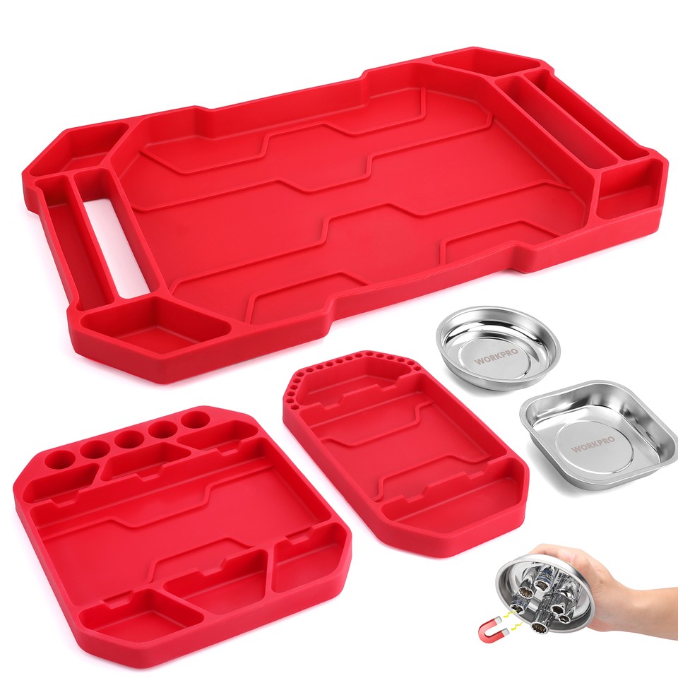 3PC Silicone Flexible Tools Organizers&2PC Magnetic Parts Tool Tray ...