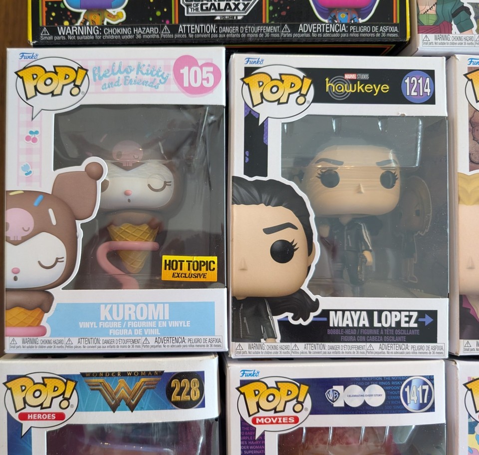 Funko Pop! Lot Jin, Hawkeye, Hello Kitty, Claudia, Maya Lopez, Nebula ...