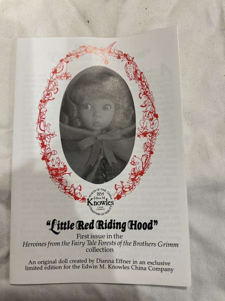 Vintage Little Red Riding Hood Porcelain Doll Edwin Knowles #76171 1988 ...