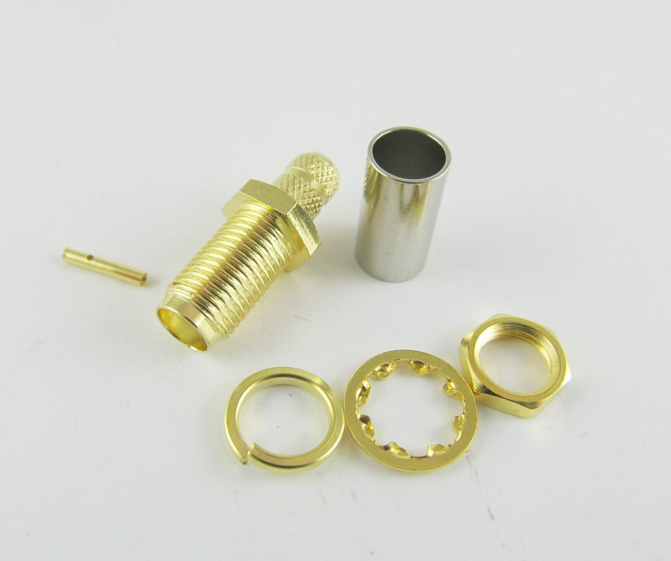 10Pcs SMA Female Jack Nut Bulkhead Crimp RG58 RG142 RG223 RG400 LMR195 ...
