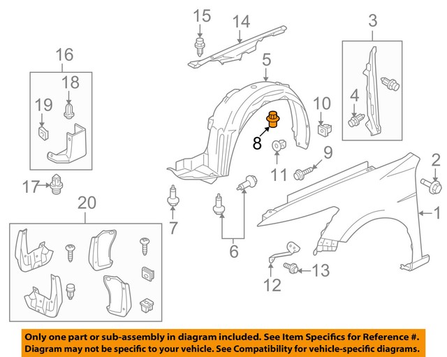Honda 91501TR0003 Genuine OEM Headlamp ASSY Clip Acura Fender for sale ...