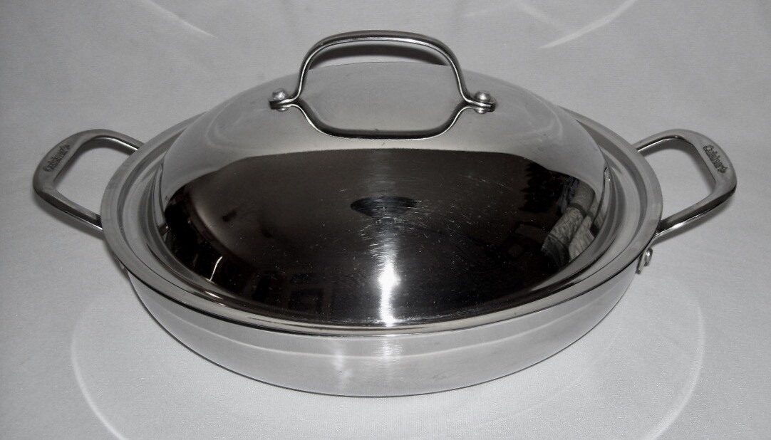 CUISINART ~ Stainless Steel EVERYDAY PAN w/DOMED COVER & Flat Disk Base ...