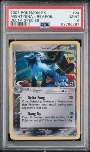 Pokémon Mightyena PSA 9 Mint Reverse Holo Rare 24/113 EX Delta Species ...