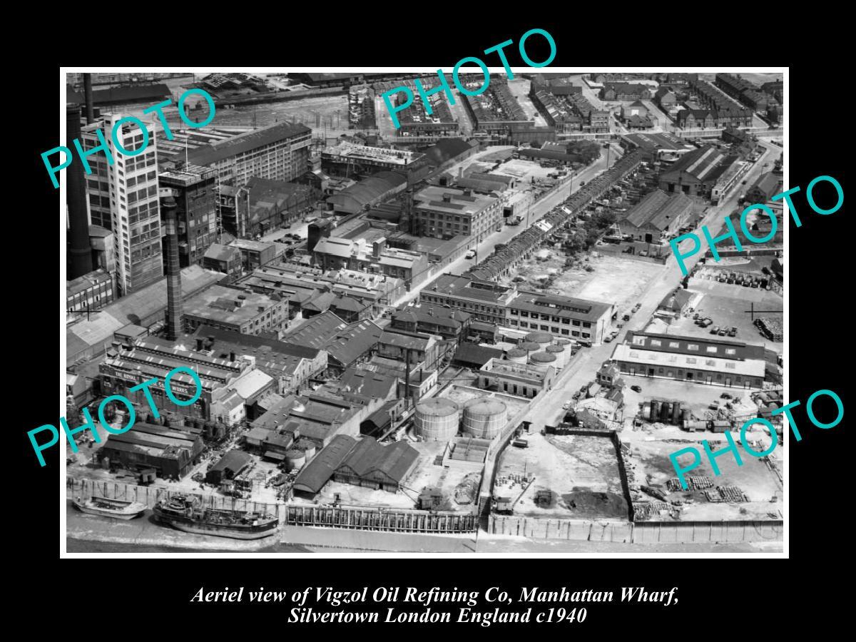 OLD LARGE HISTORIC PHOTO AERIAL VIEW OF MANHATTAN WHARF SILVERTOWN ...