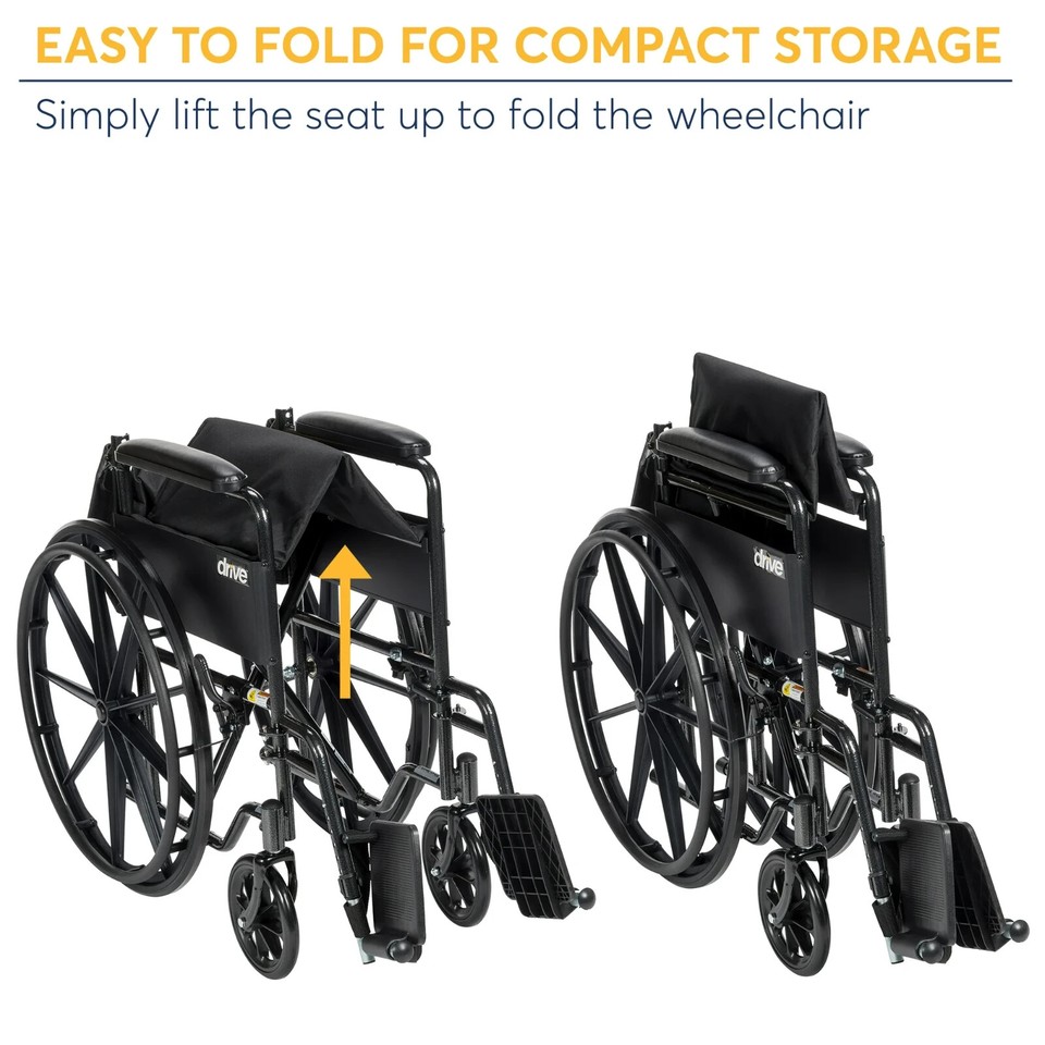 Foldable Manual Wheelchair w/Flip Back Armrest Swing Away Footrest Drive Medical | eBay
