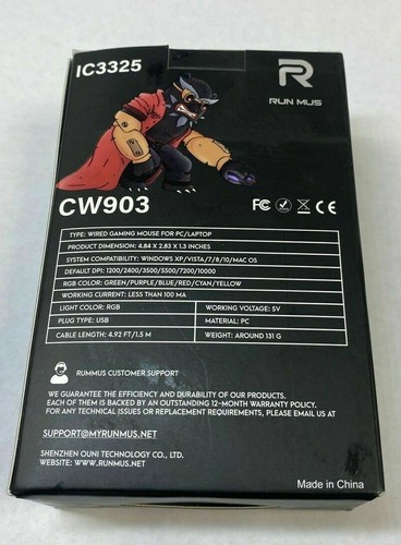 RUNMUS RGB Gaming Mouse with 6 Programmable Buttons Chroma RGB Backlit ...