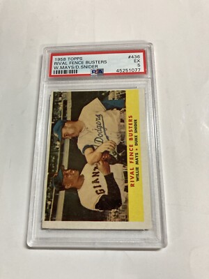Psa 5 1958 Topps rival fence Busters Willie Mays Snyder #436 | eBay