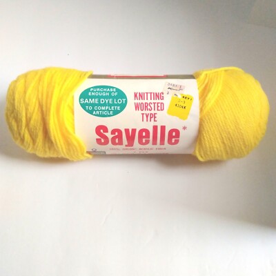 Vtg Kmart Yarn Sayelle Lt Yellow 1018 Orlon Acrylic 4 Ply Skein Worsted ...