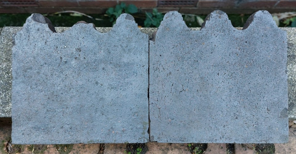 2 Victorian Staffordshire blue Cathedral style garden border/path ...