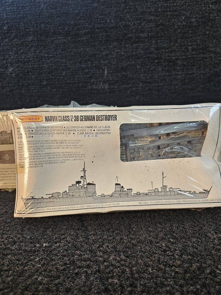 3 Matchbox 1/700 Ship Model Kits HMS Kelly, U.S.S. Fletcher, Z-38 ...