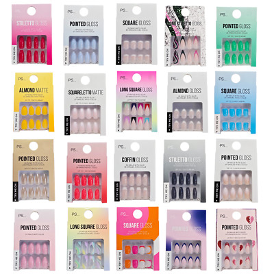 False Nails 24pk Coffin & Square Press-On Tips Full Cover with Glue ...
