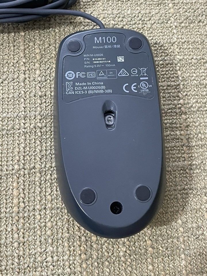 Logitech M100 Wired USB Mouse PN# 810-002141 Black/Gray USB Computer ...