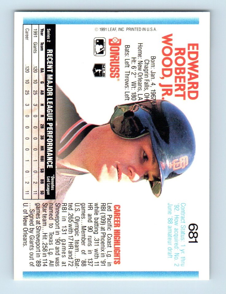 1992 Donruss Ted Wood San Francisco Giants #681 | eBay